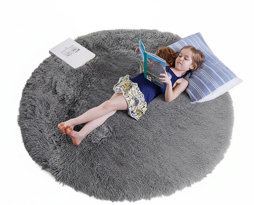 Rundt Teppe for Stue og Barn, Myk og Sklisikker Design, Vaskbart, 160 ...